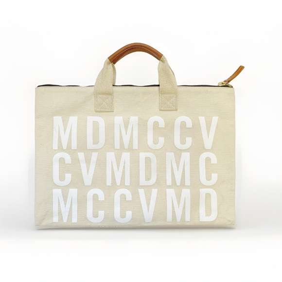 Clare V | Bags | Clare V Mike D Mdcv Beige White Canvas Roman Numeral ...